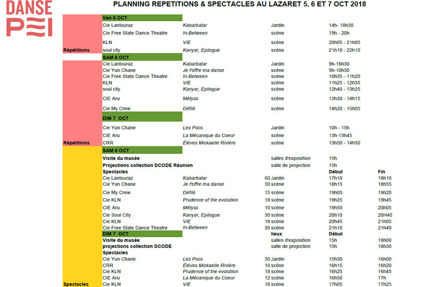 Danse Péi : Planning des répétitions & spectacles au lazaret 5, 6 et 7 ...